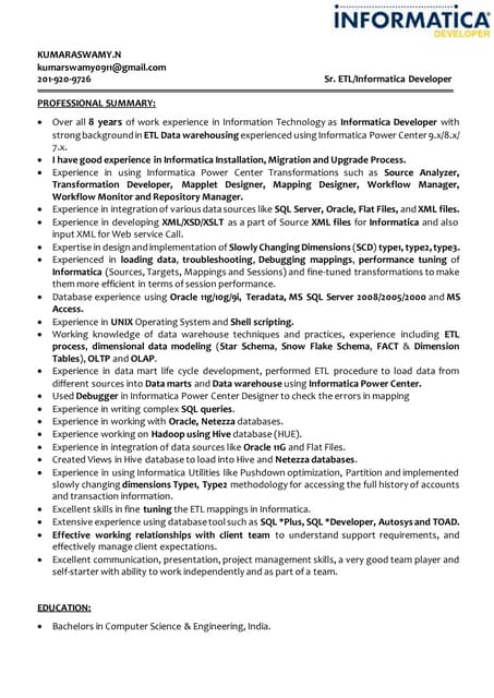 Ramachandran_ETL Developer | DOC | Databases | Computer Software and Applications