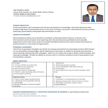 CV for Tanzeel Azad | PDF