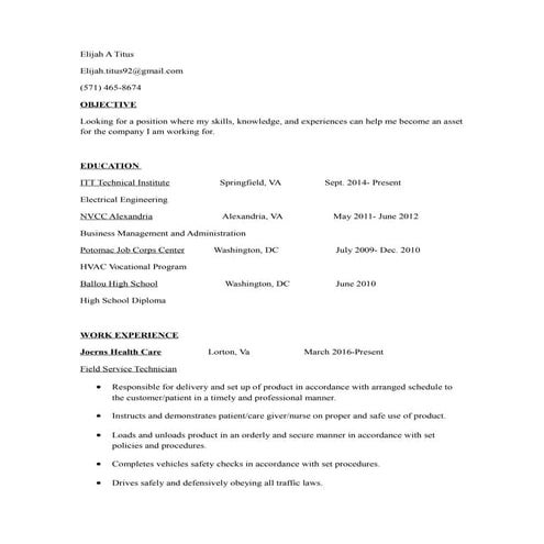 Elijah's Updated Resume!! | RTF