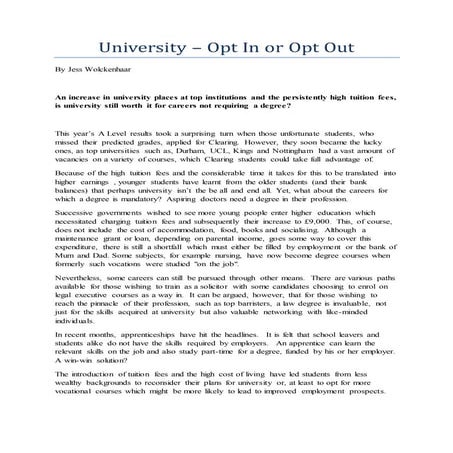 University Opt In or Opt Out | PDF