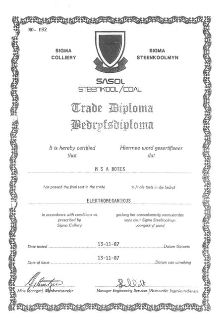 Certificate Fitter & Turner | PDF