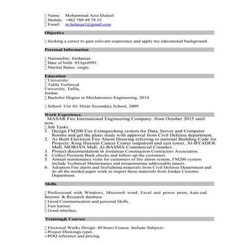 Mechatronics engineer resume updated | PDF
