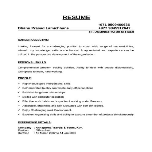 RESUME - BHANU | DOC