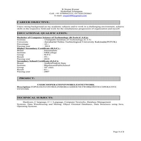 mca resume | DOCX