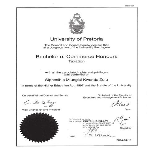 Honours degree in Taxation | PDF