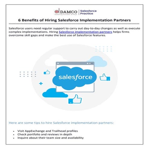 6 Benefits of Hiring Salesforce Implementation Partners | PDF
