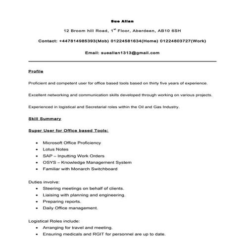 Sue Allan CV 2015 | PDF