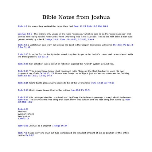 Bible notes from Joshua | DOCX