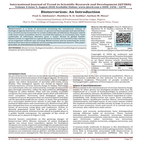 Bioterrorism An Introduction | PDF
