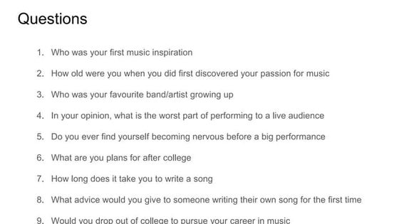 Interview questions for band | PDF