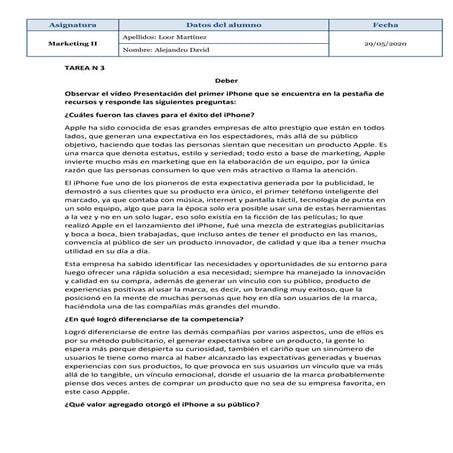 2007, El primer lanzamiento de un Iphone y su impacto en la sociedad. | PDF