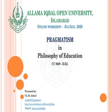 PRAGMATISM in Philosophy of Education | PDF