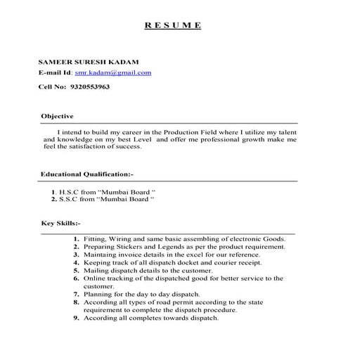 Resume - SAMEER KADAM | PDF