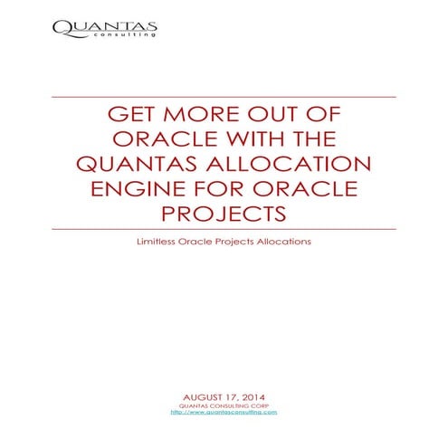 Quantas Allocation Engine for Oracle Projects | PDF