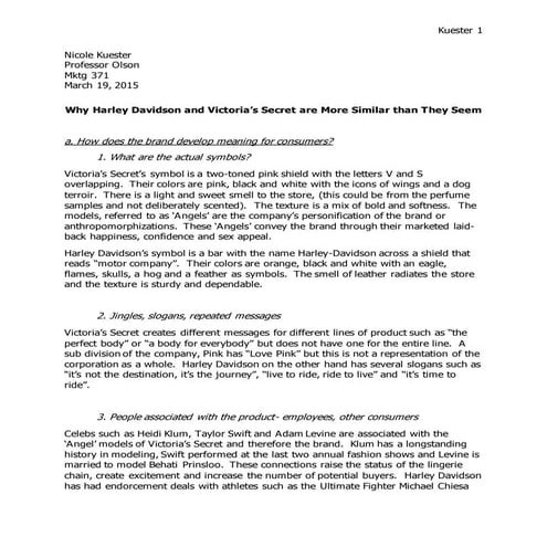 mktg 371 assignment 1 harley and victorias secret | PDF