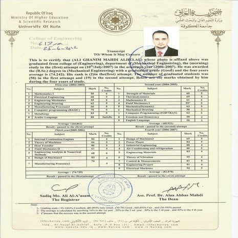 Bachelor degree transcript | PDF