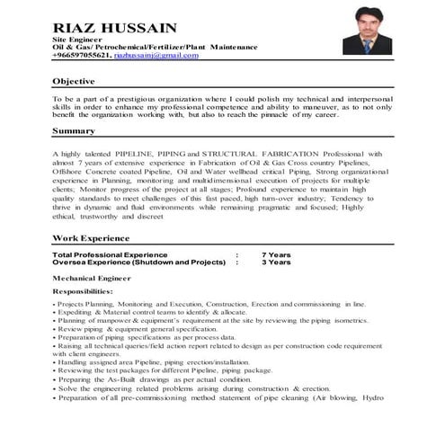 Riaz Cv | DOCX | Civil Engineering Industry | Industries