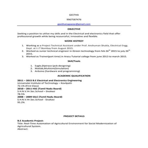 GEETHA resume | PDF
