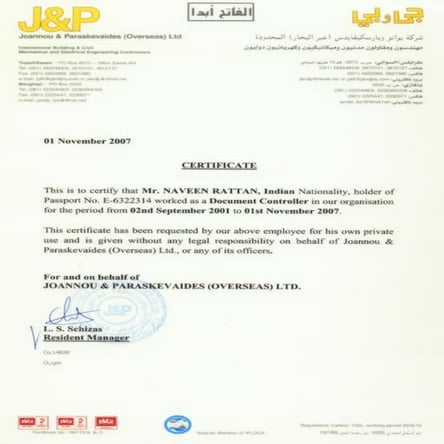 J&P Experience Certificate | PDF