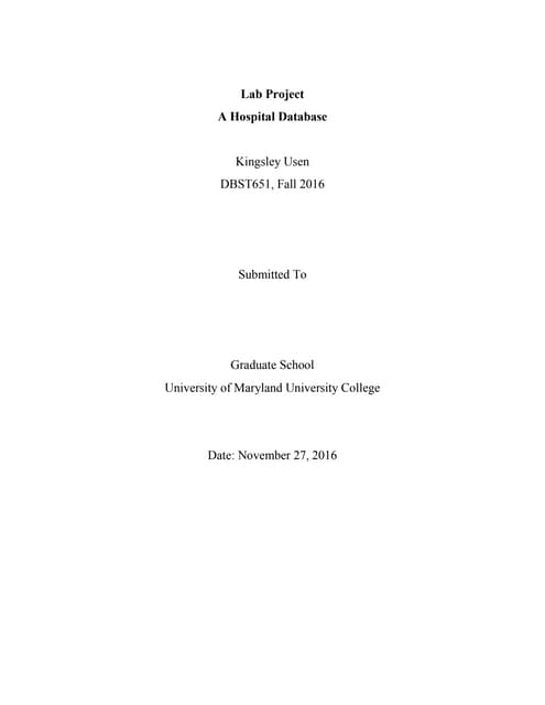 Hospital database management system project report | PDF