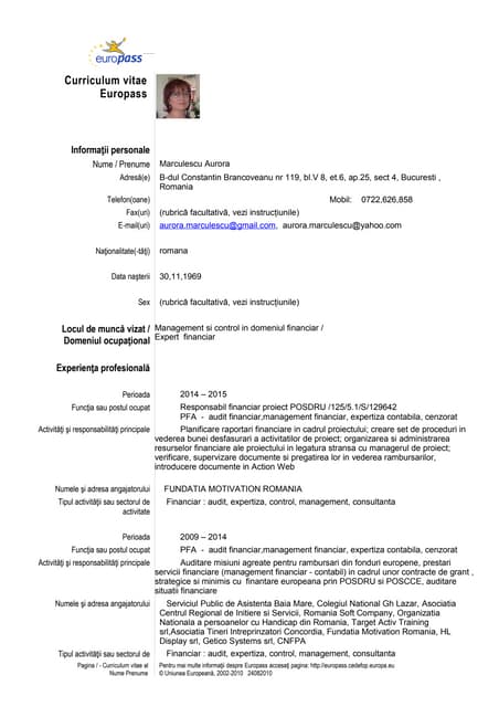 Model de curriculum vitae european | PDF