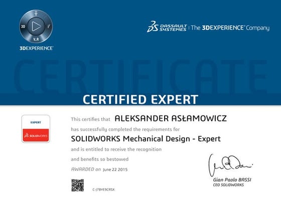 Certificate_Solidworks | PPT