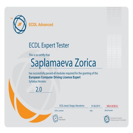 ecdl advanced certificate macedonia Zorica | PPT