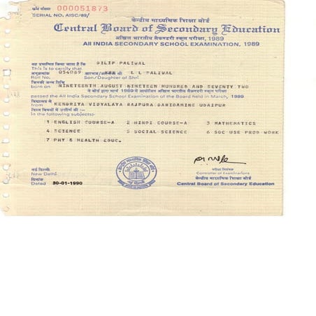 Secondary certificate | PDF