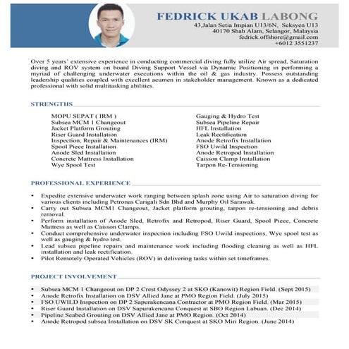 Fedrick's Resume | PDF | Scuba Diving | Extreme Sports