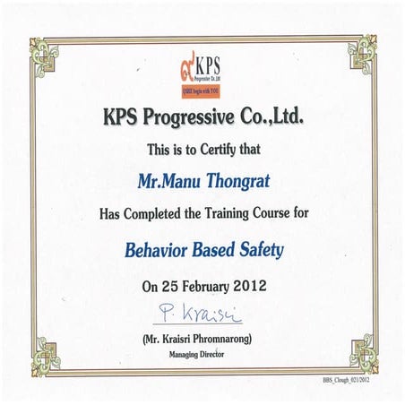 Manu Behavior Based Safety Bbs Ppt