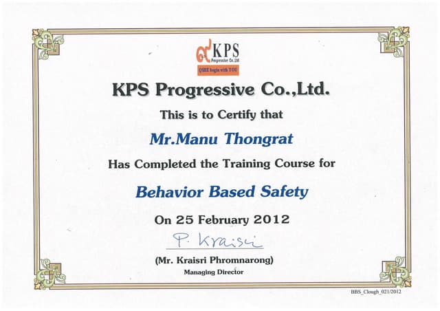 Manu Behavior Based Safety Bbs Ppt