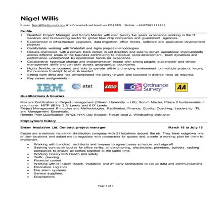 Nigel Willis CV March 2015 | DOCX