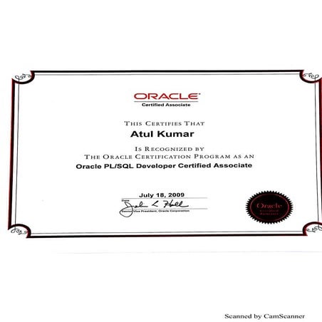 OCA Certificate