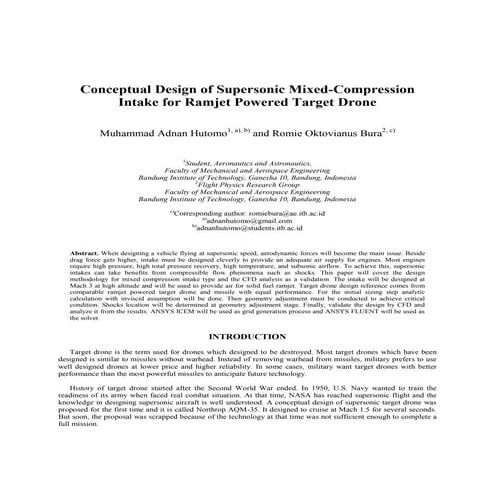 Supersonic Mixed-Compression Intake - Paper Ready | PDF | Performance ...