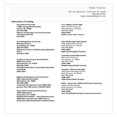 Chronological resume reference sheet | PDF