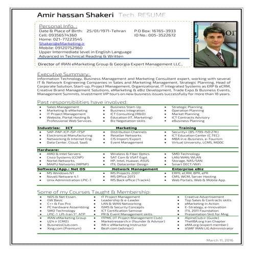 Amir Hassan Shakeri--Tech.RESUME | PDF