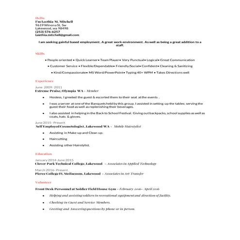 Leethia MItchell Resume | DOCX