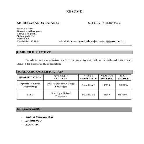 MURU GAN RESUME | DOCX | Education