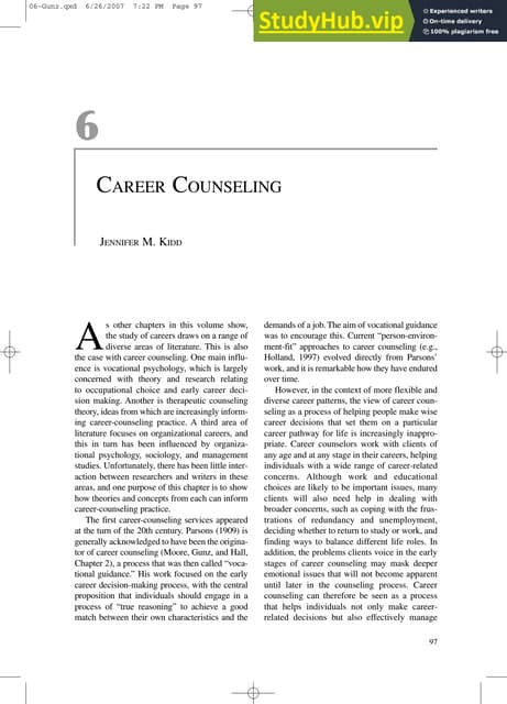 Theories career development counseling | PPTX | Career Advice | Careers