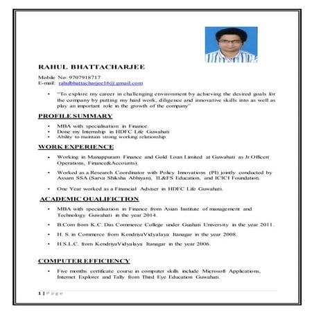 rahul cv1 | DOCX | Business Accounting & Finance | Business