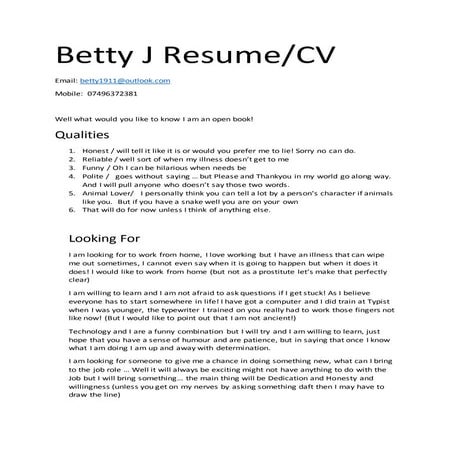 Betty J Resume | PDF