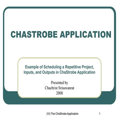 Chastrobe Application A Simulation Based Scheduling Software For