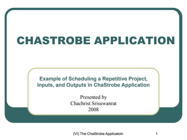 Chastrobe Application A Simulation Based Scheduling Software For