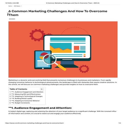6 Common Marketing Challenges And How To Overcome Them Iseo Ai Pdf