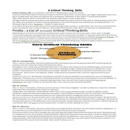 6 critical thinking skills | PDF