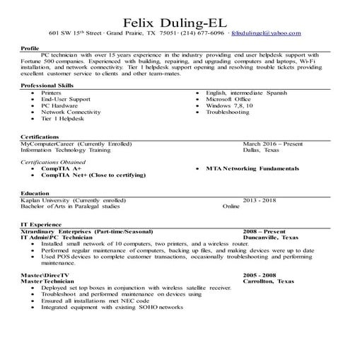 Felix IT Resume | DOCX