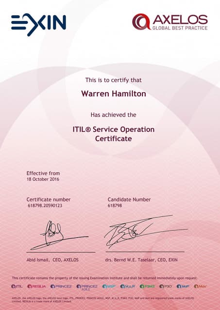 ITIL Certificate | PDF