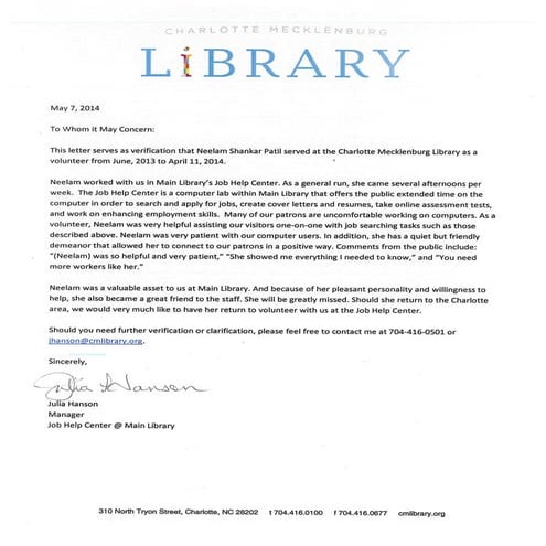 Neelam_Patil _Library_letter May 2014 | PDF