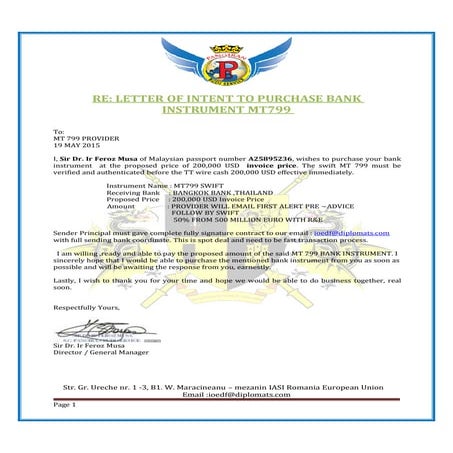 200K LETTER OF CONFIRM MT799 PAYMENT 2 | PDF