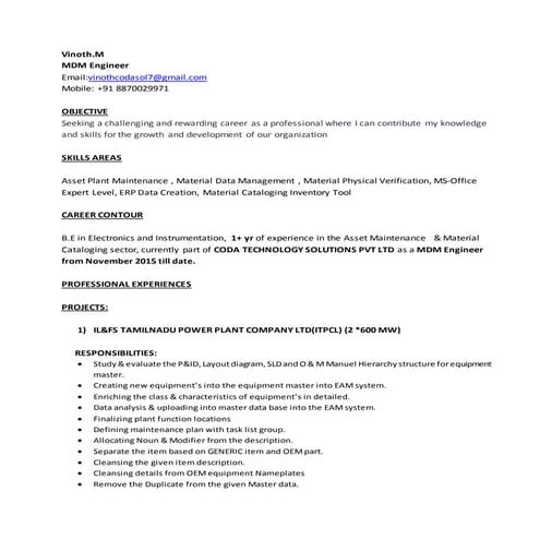 VINOTH M RESUME | PDF